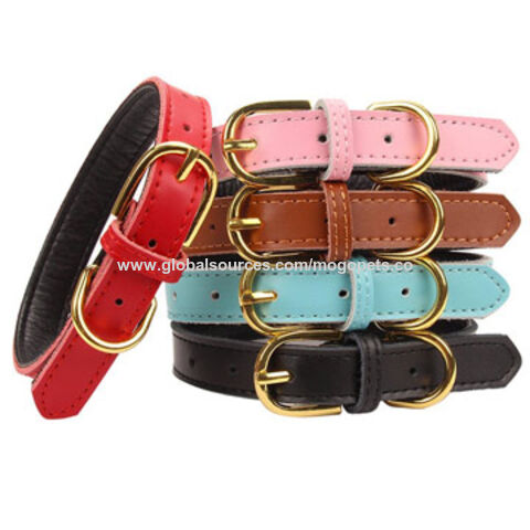 Basic Classic Padded Leather Pet Collars For Cats Puppy Small Medium ...