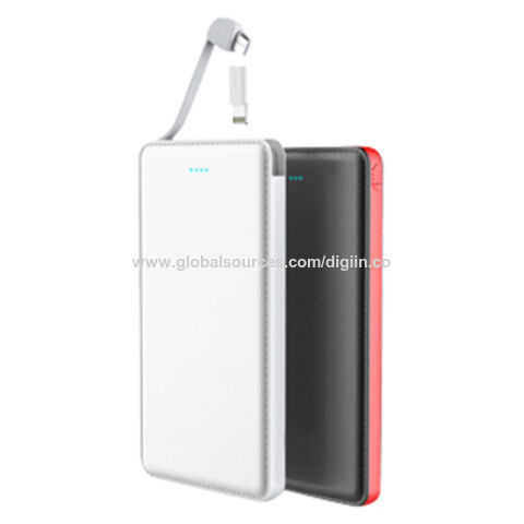 Buy Wholesale China 5000mah Super Slim Card Power Bank Built-in Cable ...