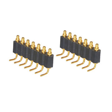 China Single row 7 pin right angle spring loaded pogo pins with gold ...