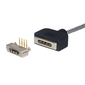 China Customized 4-pin right angle male and female magnetic power cable ...