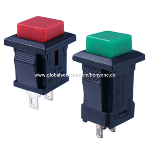 Honyone mini plastic square pushbutton switch, 3A off-on momentary, toy ...