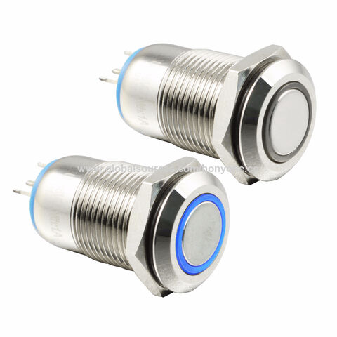 Honyone Metal Push Button Switch, Self Lock 12mm/2a Flat Button With Led Waterproof - Buy China ...
