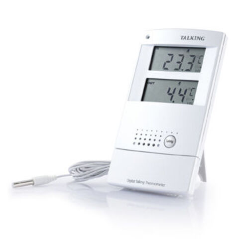 Talking In/outdoor Thermometer Alarm Clock With Selectable Fahrenheit ...
