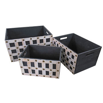 Buy Wholesale China Set Of Gray Washed Distressed Storage Crates ...