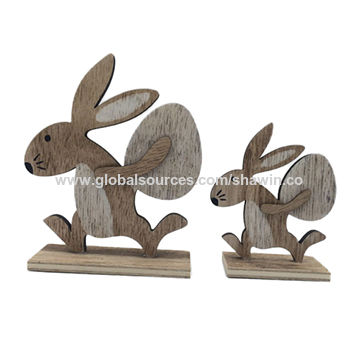 Hanging wooden rabbit crafts, home decoration ornaments Easter holiday ...