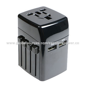 Buy Wholesale China Universal Travel Adapter With Dual Usb Charger, Eu ...