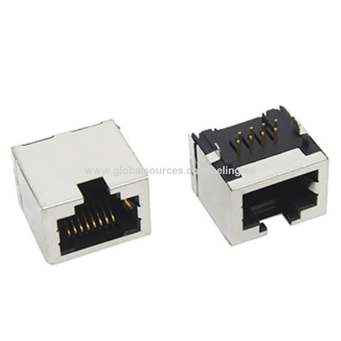 Low profile RJ45 connector Right Angled Tab-up with brass shell, RJ45 ...