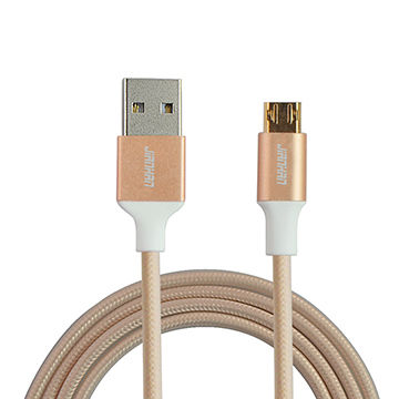 ChinaMicro USB, flexible gold micro USB to USB cable 6ft, braided ...
