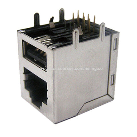 Buy Wholesale China Rj45 Modular Jacks Integrated With Signal Usb 2.0 Shielded Without Leds ...
