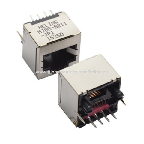 China Low profile 8P8C vertical RJ45 connectors with shield on Global ...