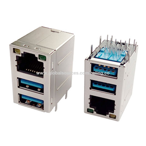 Rj45 Modular Jacks, Integrated With Dual Usb 3.0, Shielded With Led Pcb ...