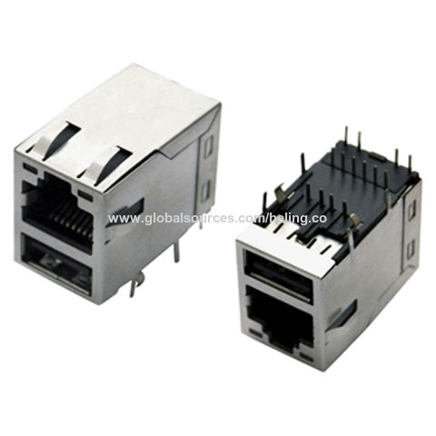 China RJ45 modular jacks, over single USB2.0, with LED on Global ...