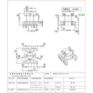 Pq2016 Power bobbin Vertical bakelite 6-6Pin, pq2016 bobbin Vertical ...