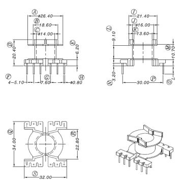 Buy Wholesale China Pq3220 High Frequency Transformer Bobbin Vertical Bakelite 6+6pin & Pq3220 ...