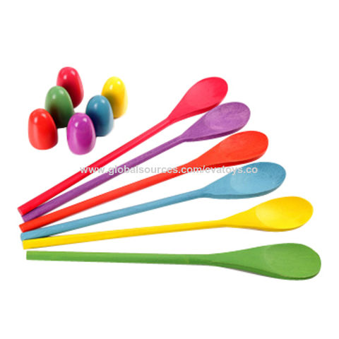 Novelty and interesting outdoor relay game wooden egg and spoon race ...