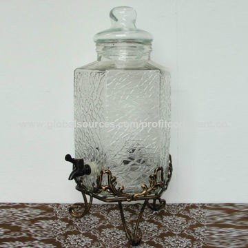 Buy Wholesale China Machine Made Glass Beverage Jugs With Tap, Metal ...