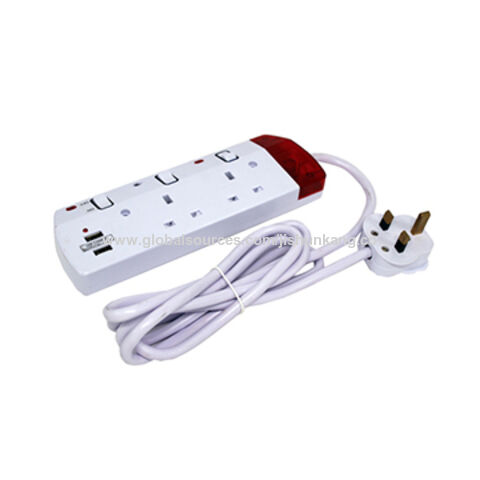 JSW-33K3U UK Power Multi Electric, Extension Socket Lead with USB for ...