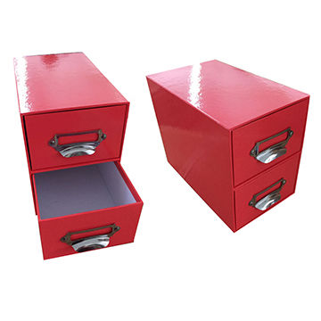 Double Layer Drawer Box with Metal Drawer Pull, Made of Durable Kraft ...