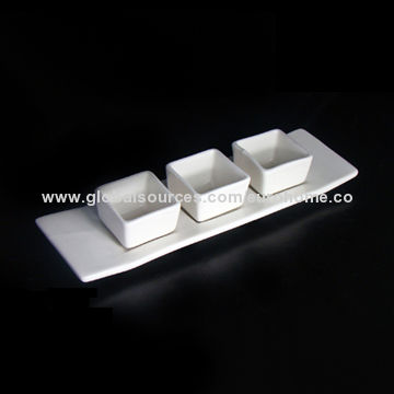 Buy Wholesale China Three Ceramic Divided Plates With Rectangular Tray ...
