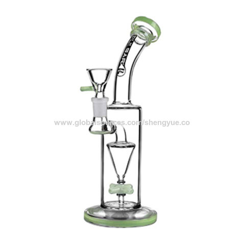 China Wholesale hand blown 12-inch green glass water bong with triangle ...