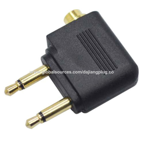 China Airplane headphone adapter plug, gold-plated, 1 female to 2 male ...