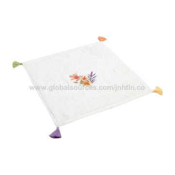 Modern square face towel with fringe embroidery on OEKO TEX 100 ...