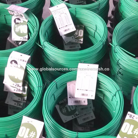 PVC binding wire; green white blue black PVC coated steel wire; inner ...