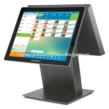 Dual screen 15 inch POS system with 80mm built-in printer or MSR card ...
