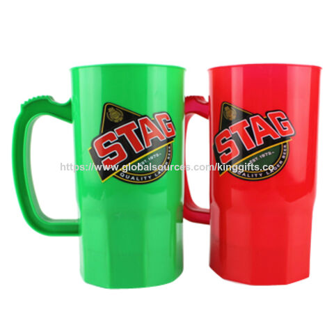 Buy Wholesale China Factory Custom Promotional Gifts Pp Plastic Beer Cups With Handle 650ml 22oz ...
