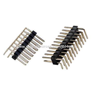 China Right angle pin headers connector 2.54mm double rows on Global Sources,Right angle pin ...