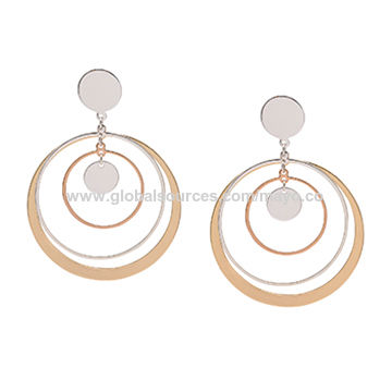 Buy Wholesale China Multi Color Metal Circle Disc Dangle Stud Earrings & Multi Color Metal ...