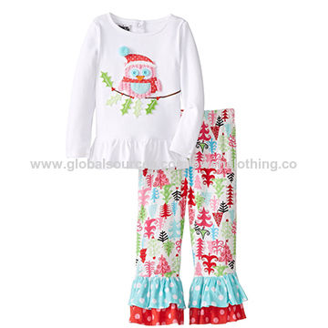 Buy Wholesale China Christmas Suits Girls' Triple Pant Set Girls' Santa ...