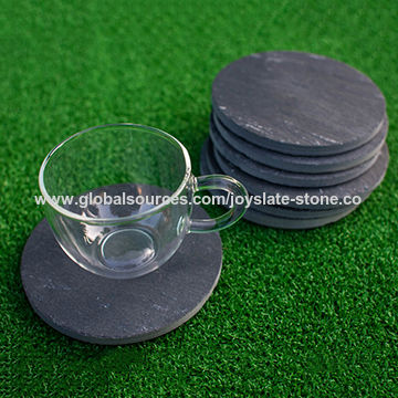 Buy Wholesale China Natural Black Slate Round Stone Coaster & Stone ...