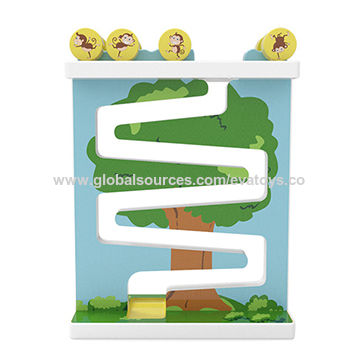 Cartoon style wooden small cars ramp race toy for 18 months old baby ...