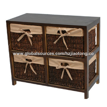 Buy Wholesale China 4 Drawers Wicker Baskets Storage Cabinet & 4 ...