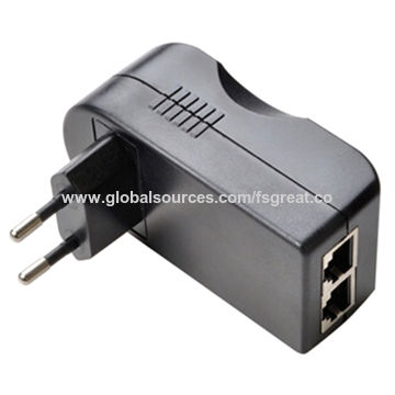 24W POE injector 48Vdc 0.5A Wall mount Fast Ethernet RJ45 for POE ...