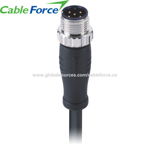 M12 A Code Male 5 Pin Connector Molded with PVC Un-Shielded Cable, m12 ...