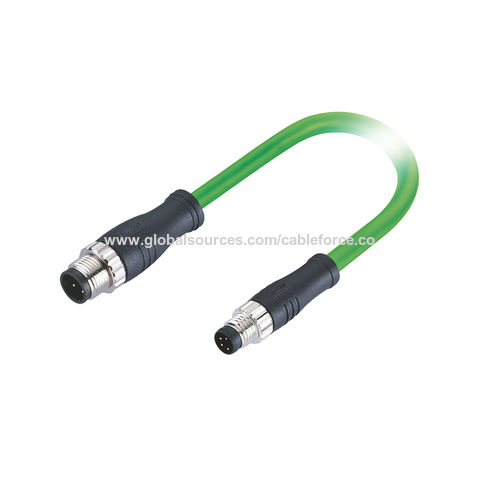 China M8 Ethernet /Profinet Cable male to male, 4pin/ M12 male/8pin ...