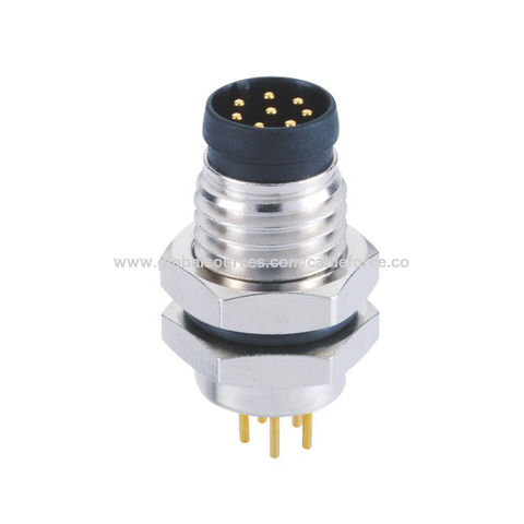 Industrial circular connector 30V 1A M8 8pin A coding male PCB front ...