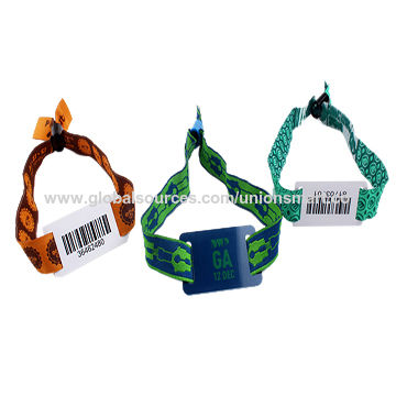 China RFID woven bracelet with barcode printing on Global Sources
