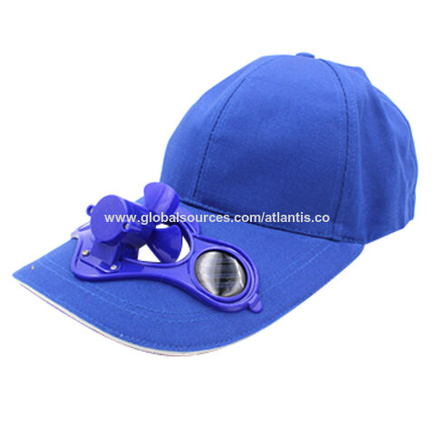 China Custom Solar Power Fan Baseball Caps Promotional on Global Sources