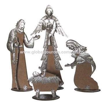 Buy Wholesale China Nativity Holy Family Burlap, Antique Metal On Mdf ...