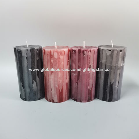 Pillar candle with long chunk and different colors, pillar candle with ...