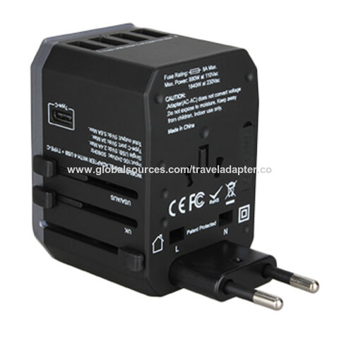 Buy Wholesale China New Universal Travel Adapter 4 Usb + Type-c Port Uk ...