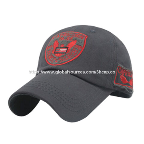Buy Wholesale China Custom Embroidered Logo Grey 100% Cotton Baseball ...