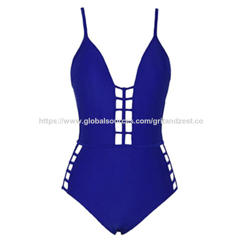 China One Piece Swimwear Deep V Plunge Monokinis Cut Out Swimsuits High ...