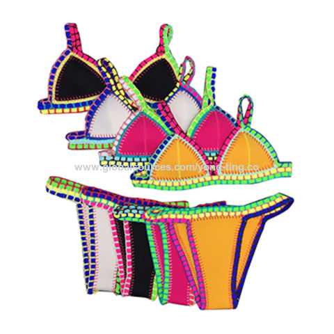 China DIY new fashion crocheted triangle bikinis for women, made of ...