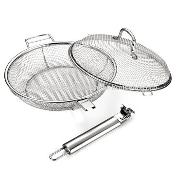 Buy Wholesale China Stainless Steel Mesh Grill Frying Basket/pan With ...
