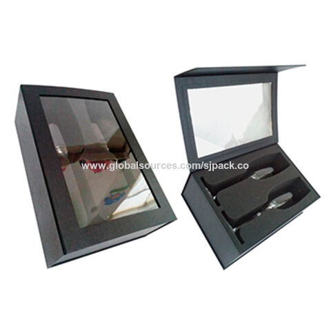 ChinaCustomized wine glass box / paper gift packaging box with 2 slots ...