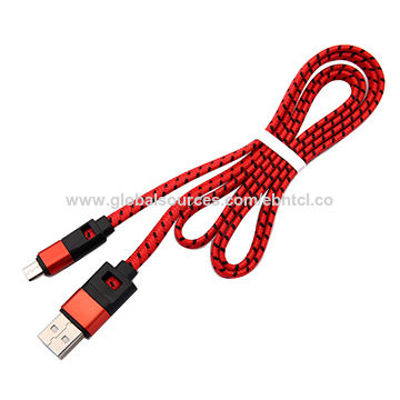 China Flat Fabric Braided Metal Shell USB Data Sync Cable for Micro ...